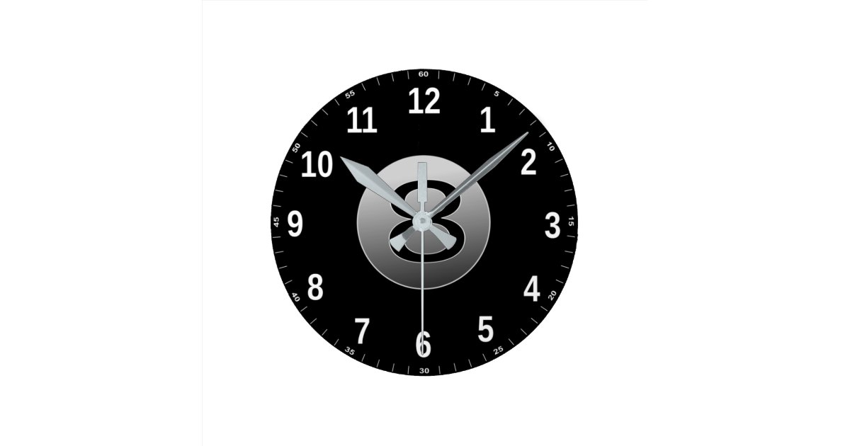 Acrylic Wall Clock 8 Ball | Zazzle.com