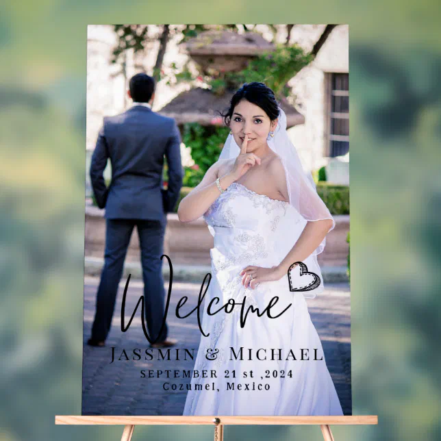 Acrylic Wedding Welcome Sign With Photo | Zazzle