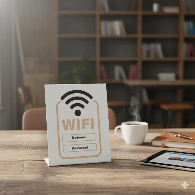 Acrylic WiFi Network and Password Display Stand Pedestal Sign | Zazzle