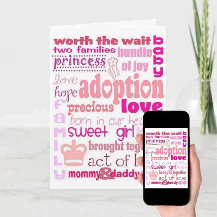 ACT OF LOVE=BABY GIRL ADOPTION=CONGRATULATIONS CARD | Zazzle