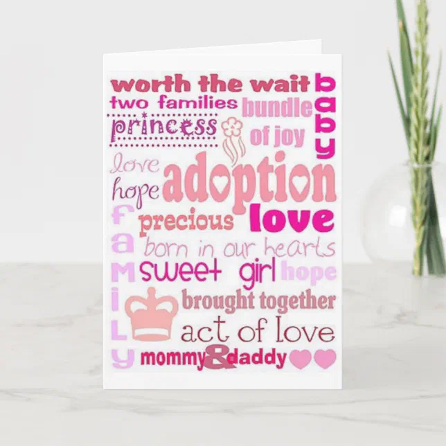 ACT OF LOVE=BABY GIRL ADOPTION=CONGRATULATIONS CARD | Zazzle