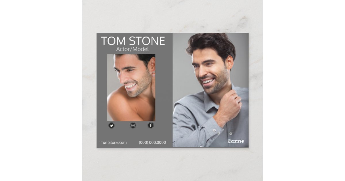 Acting Comp Cards Headshot Comp Template | Zazzle