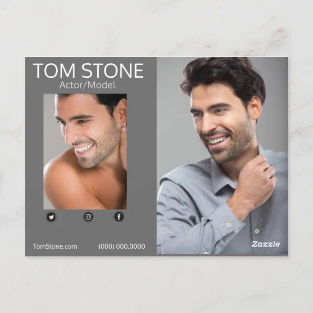 Acting Comp Cards Headshot Comp Template | Zazzle