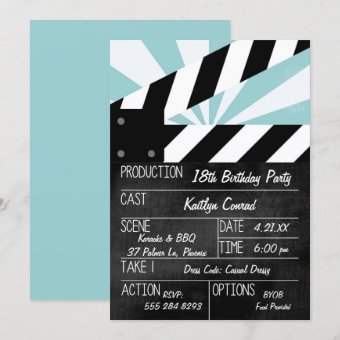 Action Sign Movie Party Invitation | Zazzle