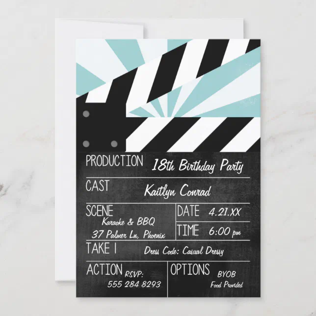 Action Sign Movie Party Invitation | Zazzle