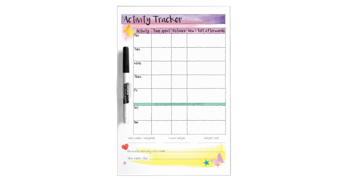 Activity Fitness Exercise Weekly Tracker Chart Dry-Erase Board | Zazzle