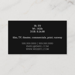 Actor Actress Model Headshot Filming Theater Business Card | Zazzle
