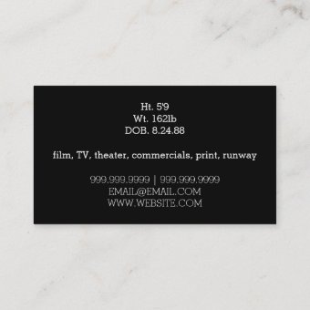 Actor Actress Model Headshot Filming Theater Business Card | Zazzle