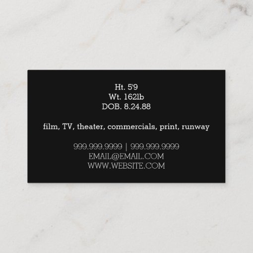 Actor Actress Model Headshot Filming Theater Business Card | Zazzle
