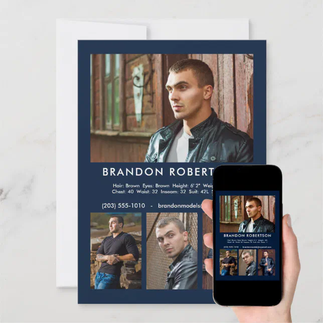 Actor Model 4 Photo 5x7 Comp/Zed Card Template | Zazzle