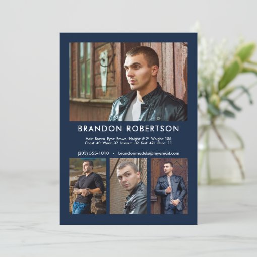 Actor Model 4 Photo 5x7 Comp/Zed Card Template | Zazzle