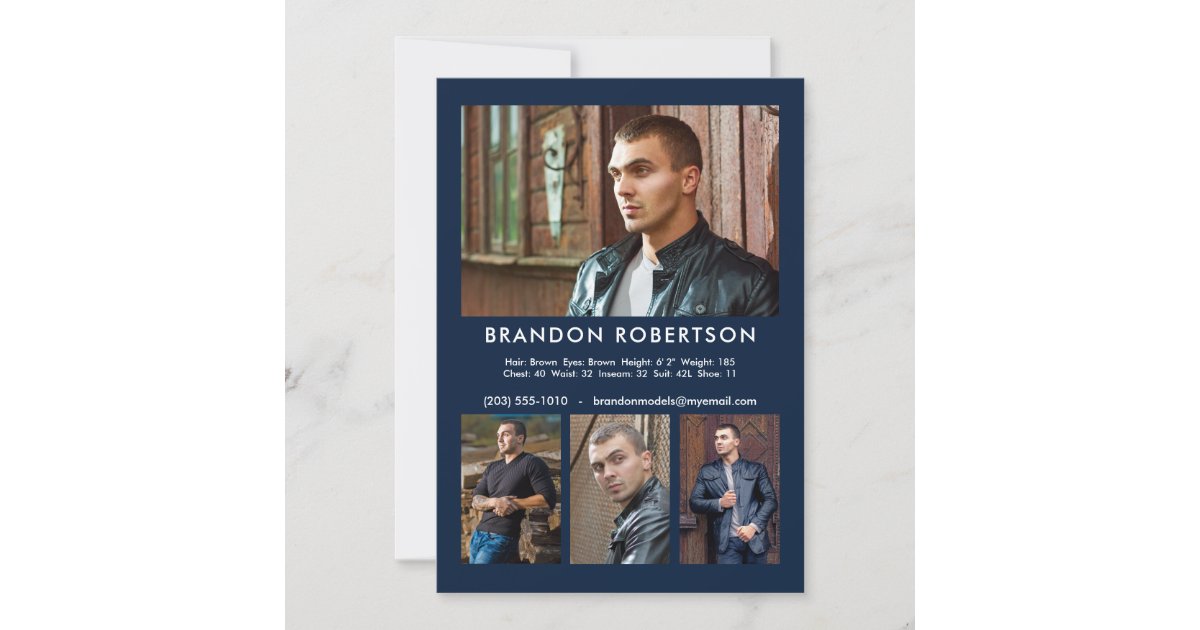 Actor Model 4 Photo 5x7 Comp/Zed Card Template | Zazzle