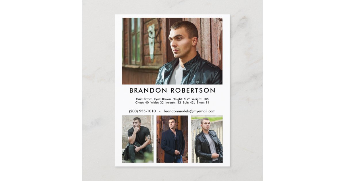 Actor Model 4 Photo Template Promotional Postcard | Zazzle