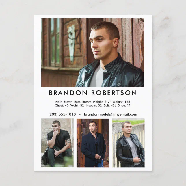 Actor Model 4 Photo Template Promotional Postcard | Zazzle