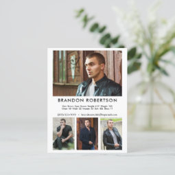 Actor Model 4 Photo Template Promotional Postcard | Zazzle