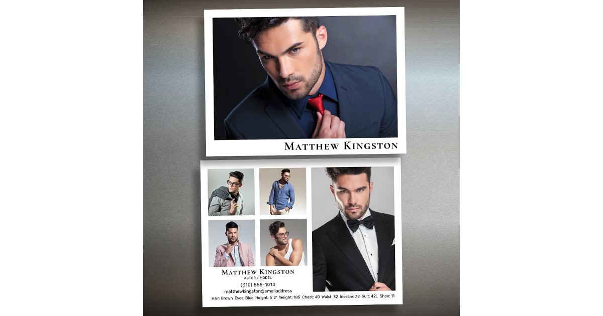 Actor Model 6 Photo Zed Card Portfolio Template | Zazzle