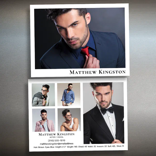 Actor Model 6 Photo Zed Card Portfolio Template | Zazzle