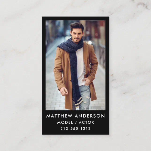 Actor Model Color Photo Business Card - Blk | Zazzle