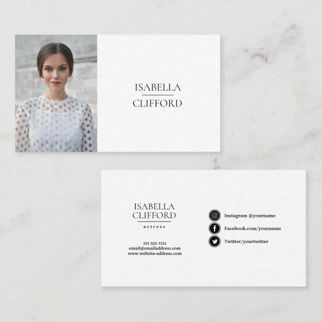 Actor Model Dancer Headshot Photo Social Media Business Card | Zazzle