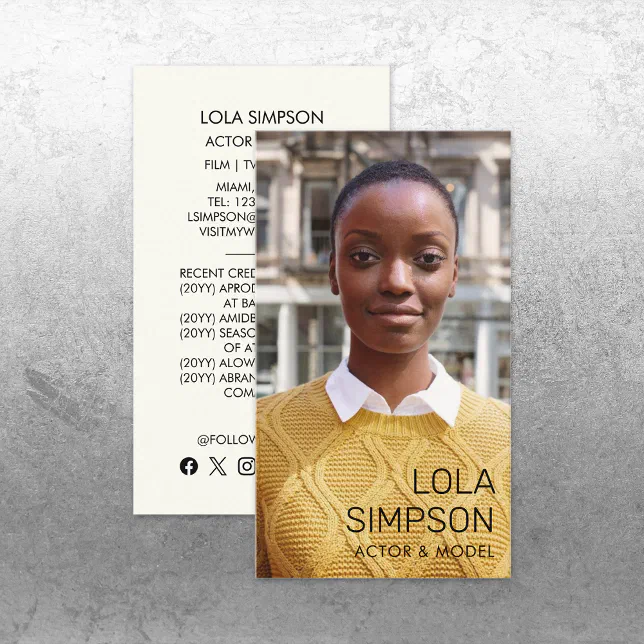 Actor Model Entertainment Professional Photo Business Card | Zazzle