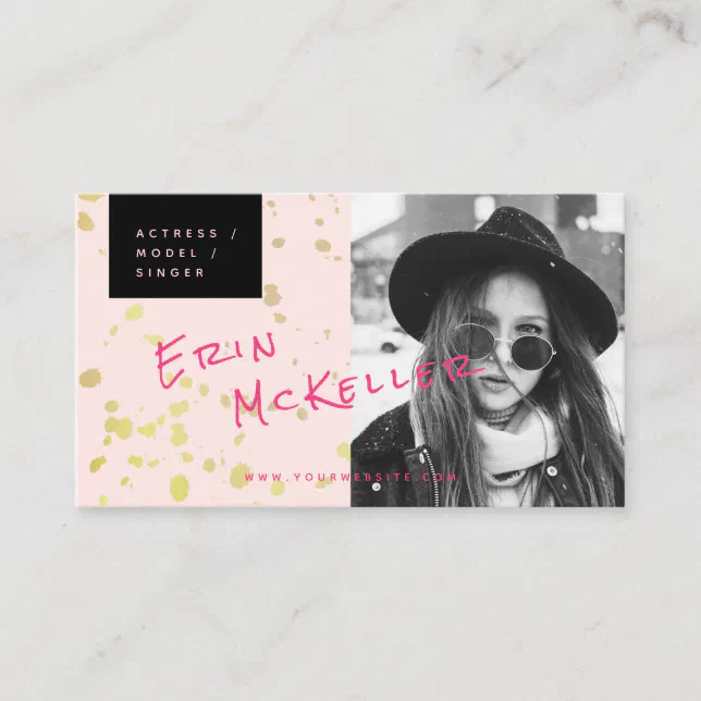 Actor Model Singer Blush Pink Photo Business Card | Zazzle