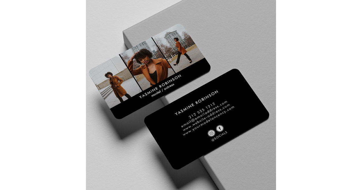 Actor Model Singer Dancer 3 Photo Social Icon Business Card | Zazzle