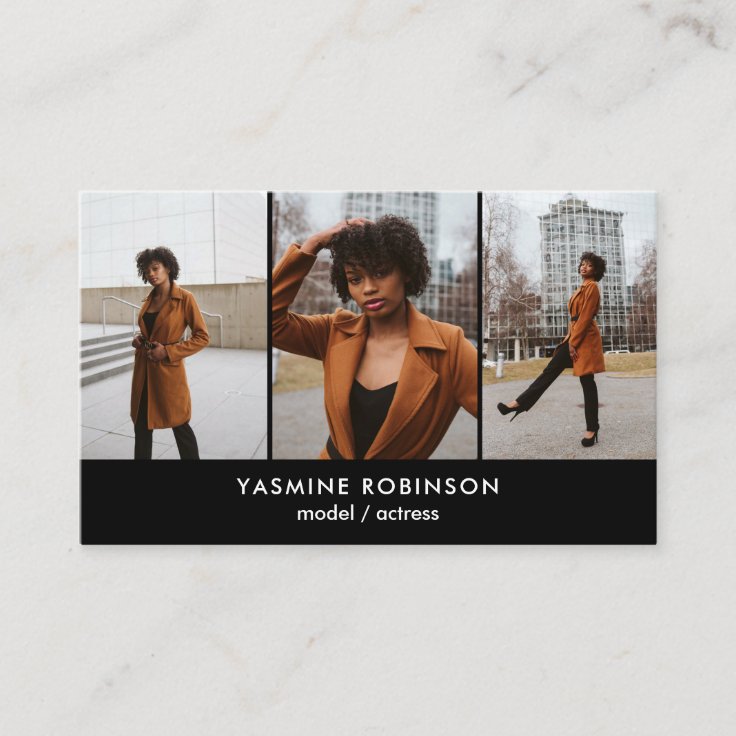 Actor Model Singer Dancer 3 Photo Social Icon Business Card | Zazzle