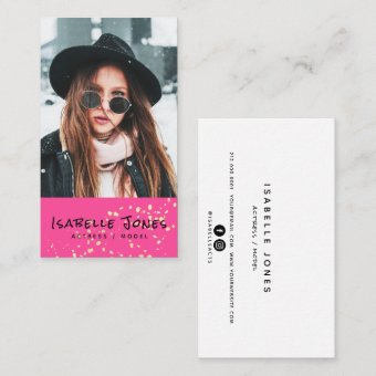 Actor Model Singer Dancer Pink Photo Business Card | Zazzle
