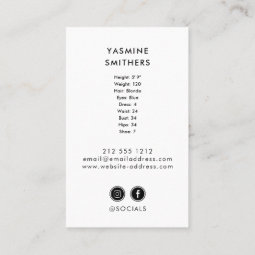 Actor Model Singer Dancer SOCIAL ICON Photo Business Card | Zazzle