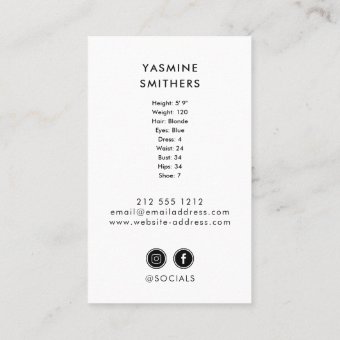 Actor Model Singer Dancer SOCIAL ICON Photo Business Card | Zazzle