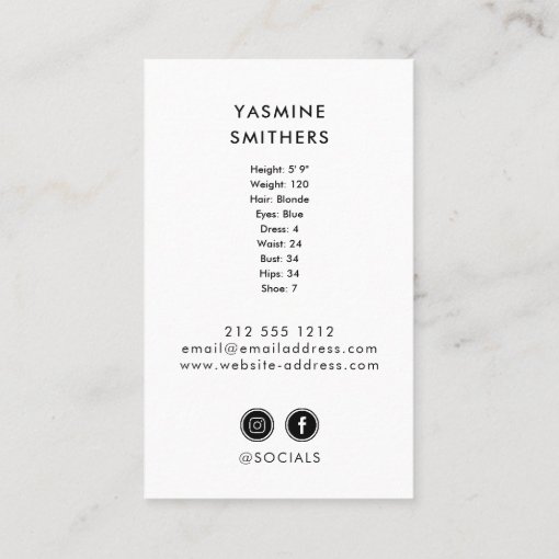 Actor Model Singer Dancer SOCIAL ICON Photo Business Card | Zazzle