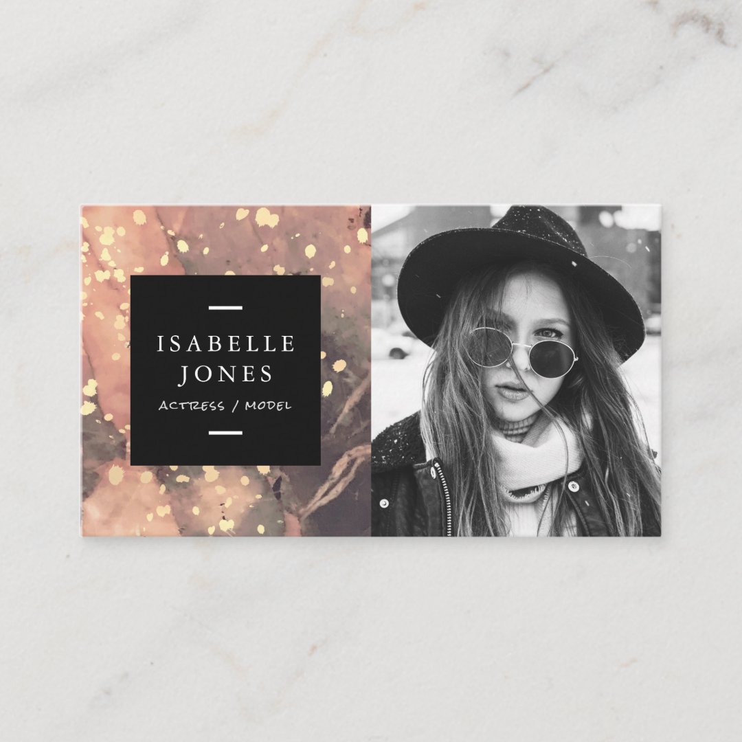 Actor Model Singer Marble Photo Business Card | Zazzle
