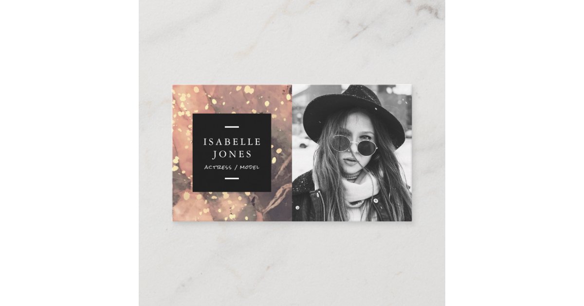 Actor Model Singer Marble Photo Business Card | Zazzle