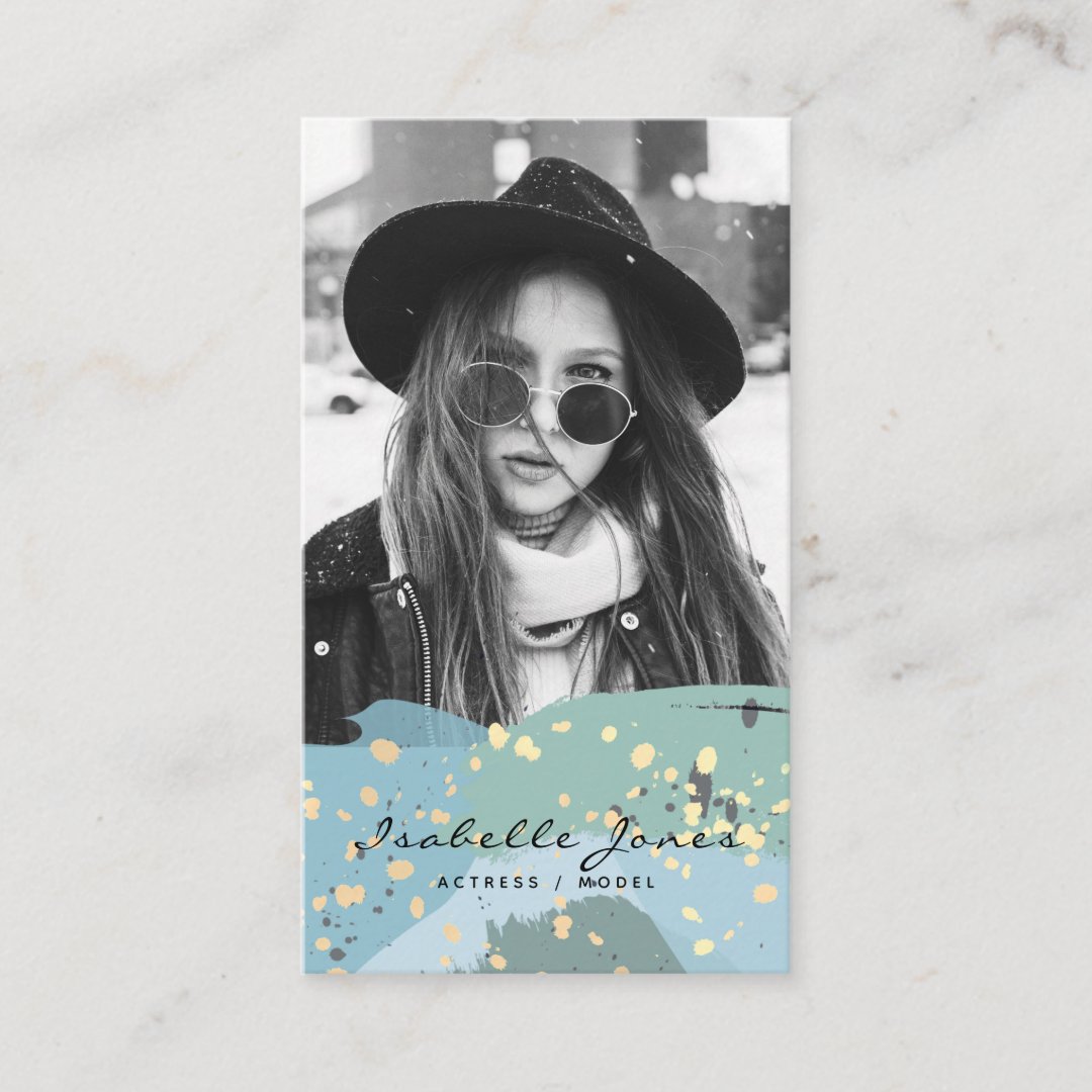 Actor Model Singer Turquoise Photo Business Card | Zazzle