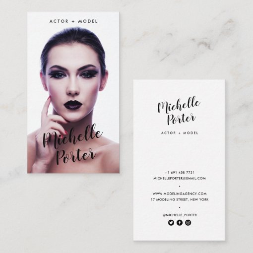 Actor models headshot photo modern photography business card | Zazzle