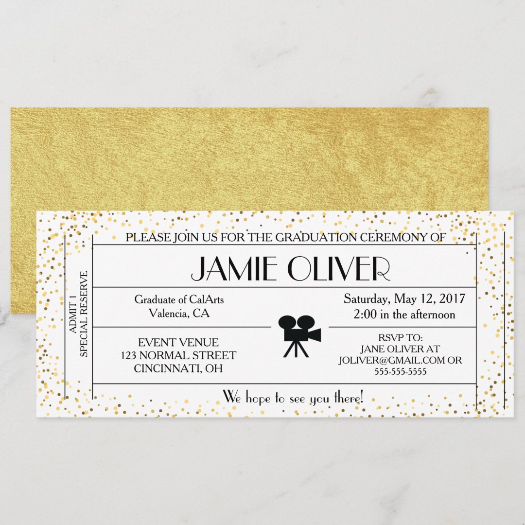 Actor / Movie theme graduation ticket announcement | Zazzle