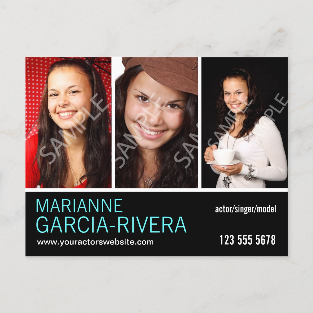 Actor Triple Headshot Postcard | Zazzle