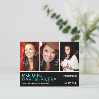 Actor Triple Headshot Postcard | Zazzle