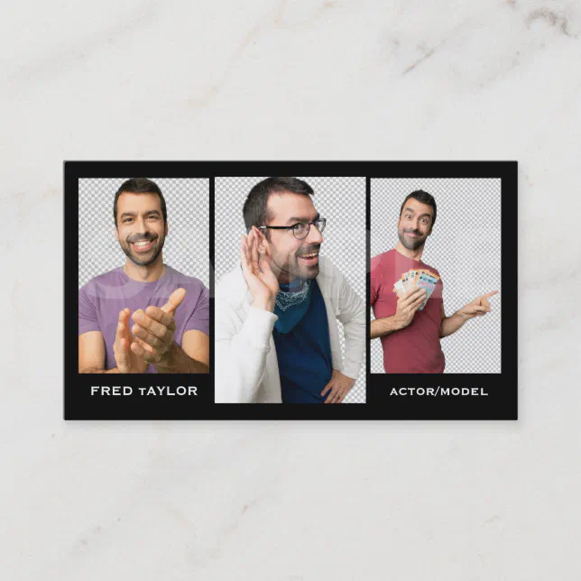 Actors Headshot Model 3 Photo Business Card | Zazzle