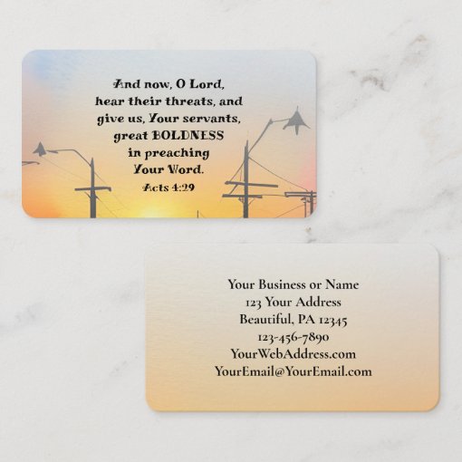Acts 4:29 O Lord Give Great Boldness Bible Verse Business Card | Zazzle