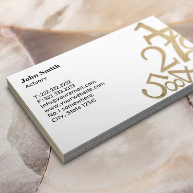 Actuary Modern Gold Numbers Business Card | Zazzle
