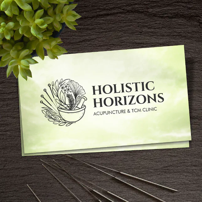 Acupuncture and Herbal Medicine illustration Business Card | Zazzle