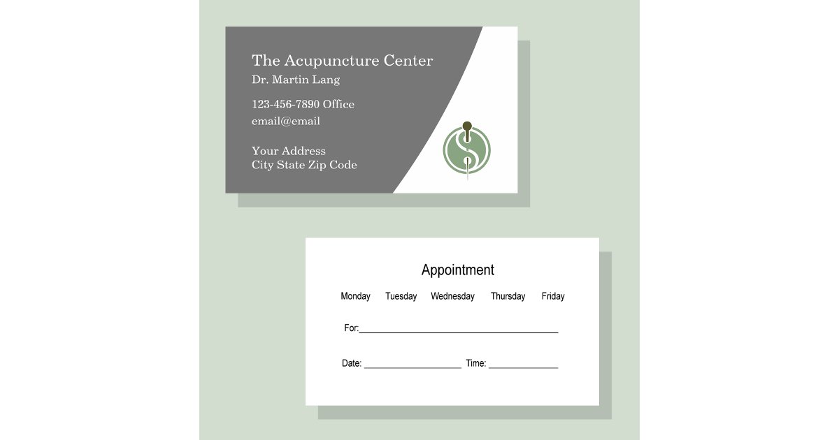 Acupuncture Appointment Business Cards | Zazzle
