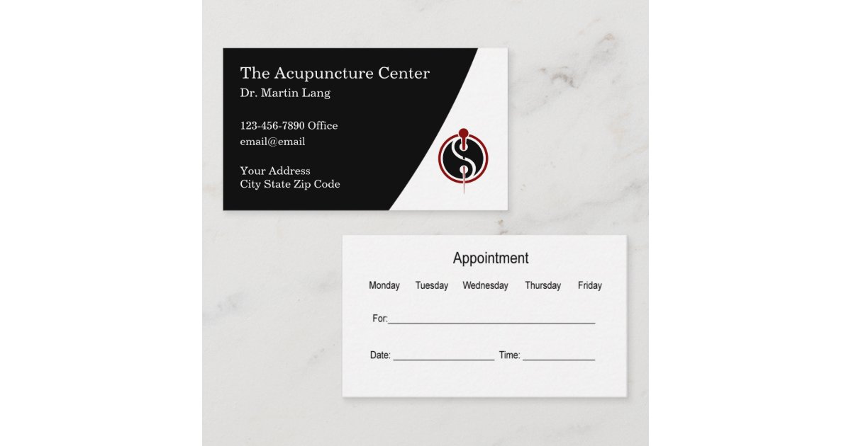 Acupuncture Appointment Medical Business Cards | Zazzle