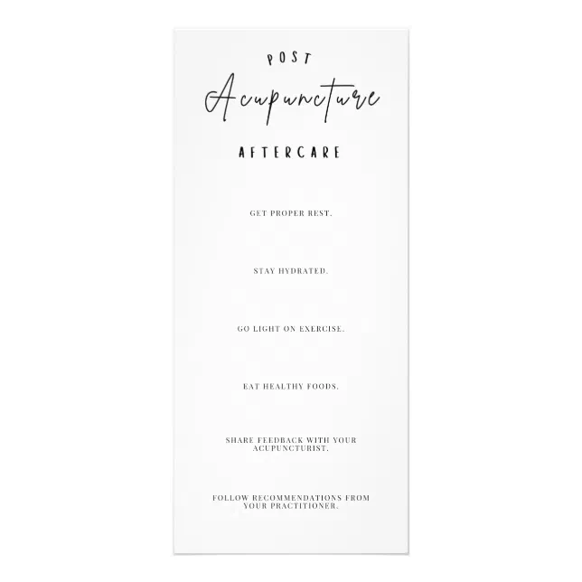 Acupuncture Before Treatment Checklist & Aftercare Rack Card | Zazzle