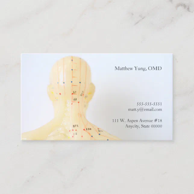 Acupuncture head and shoulders back view business card | Zazzle