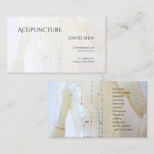 Acupuncture torso and arms business card | Zazzle