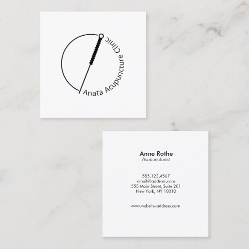 Acupuncturist Needle Logo Square Business Card | Zazzle