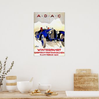 ADAC German Auto Race ~ Vintage Automobile Ad Poster | Zazzle