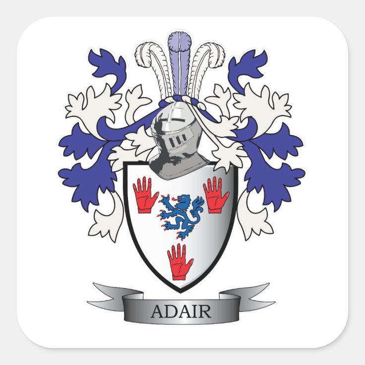 Adair Family Crest Coat of Arms Square Sticker | Zazzle
